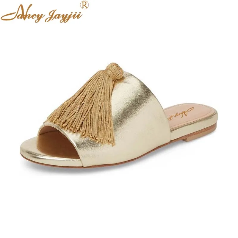 Women Flat Slippers Patent Leather Summer Solid Slip On Riband Shoes