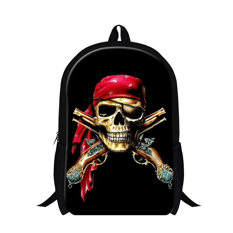 2016 New Cool Mens Casual Punk Skull Pirate 3d Print Backpack Student ...