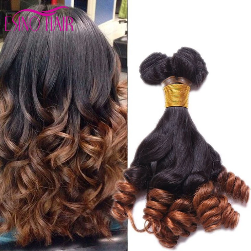 Ombre color Funmi hair 6a Peruvian 4in1 human hair extensions two tone ...