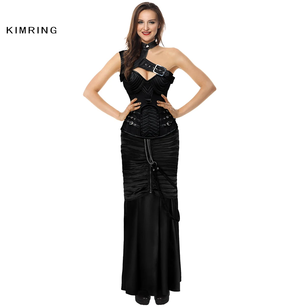 Kimring Women Steampunk Corsets Dress Vintage Bustier Top Gothic