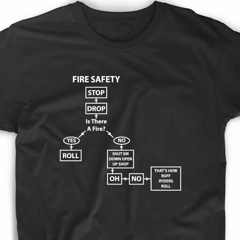 2018 Summer Style Fashion Stop Drop Fire Safety Meme T Shirt Ruff Ryder ...