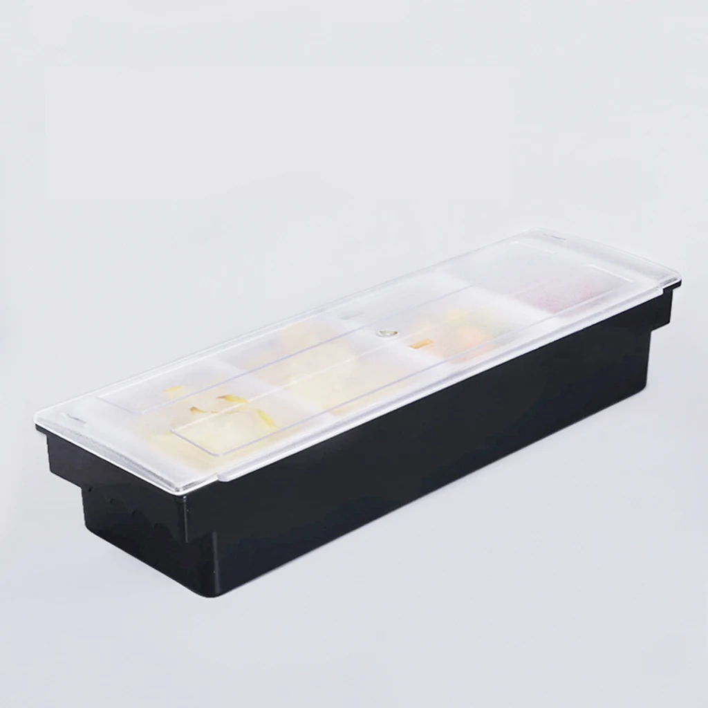 Condiment & Spice Box Serving Set 4 Section Seasoning Storage Container ...