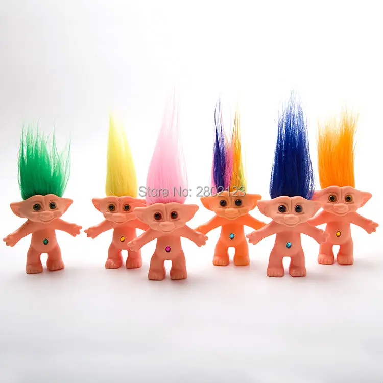 6Style 10cm Troll Doll Colorful Magic hair Leprocauns Dam Trolls Action ...