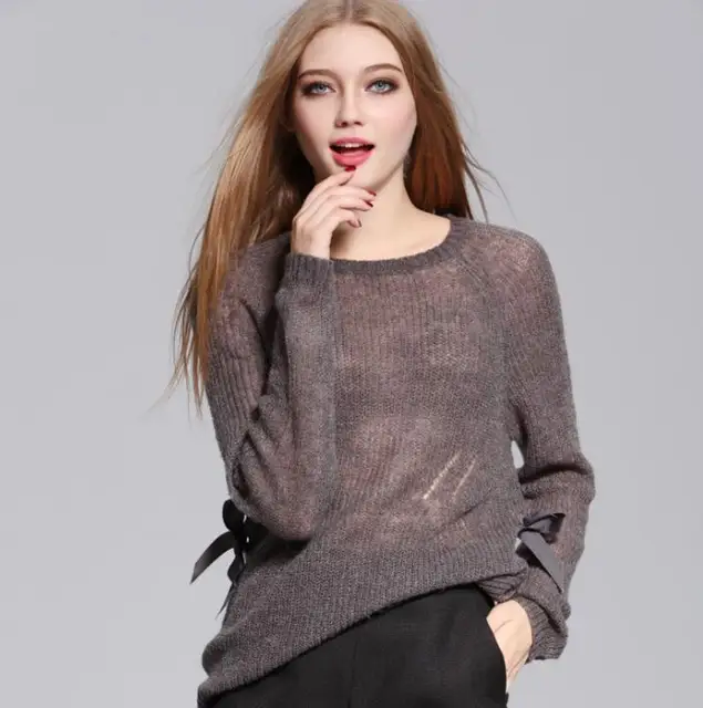Spring Knitwear Crewneck Loose Thin Sweaters and Pullovers Women Sweet ...