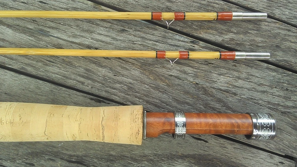 New cane Fly Rod 7'6" for #5 line wt, with red wood reelseat and NS ...