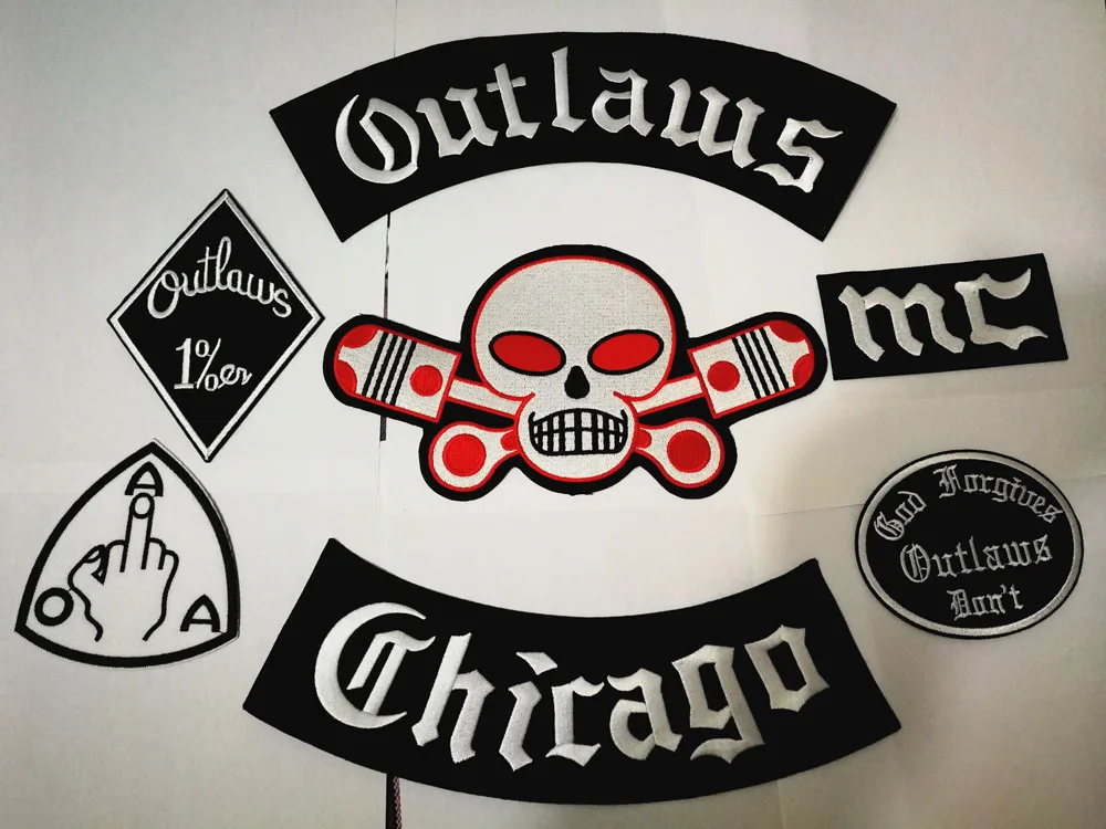 Outlaws Chicago Patches Embroidered Iron On Biker Patches For The ...
