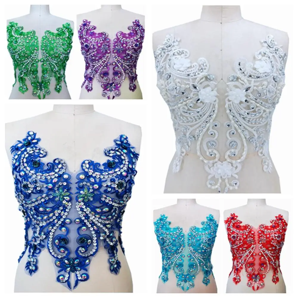 3d Three-dimensional Flower Sew On Rhinestones Beads Ivory Lace ...