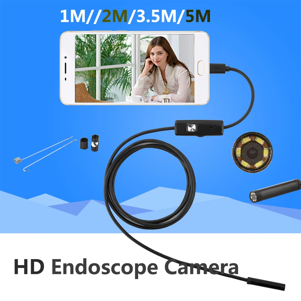 5.5mm Lens Android Usb Endoscope Camera 1m 5m Ip67 Waterproof Snake ...