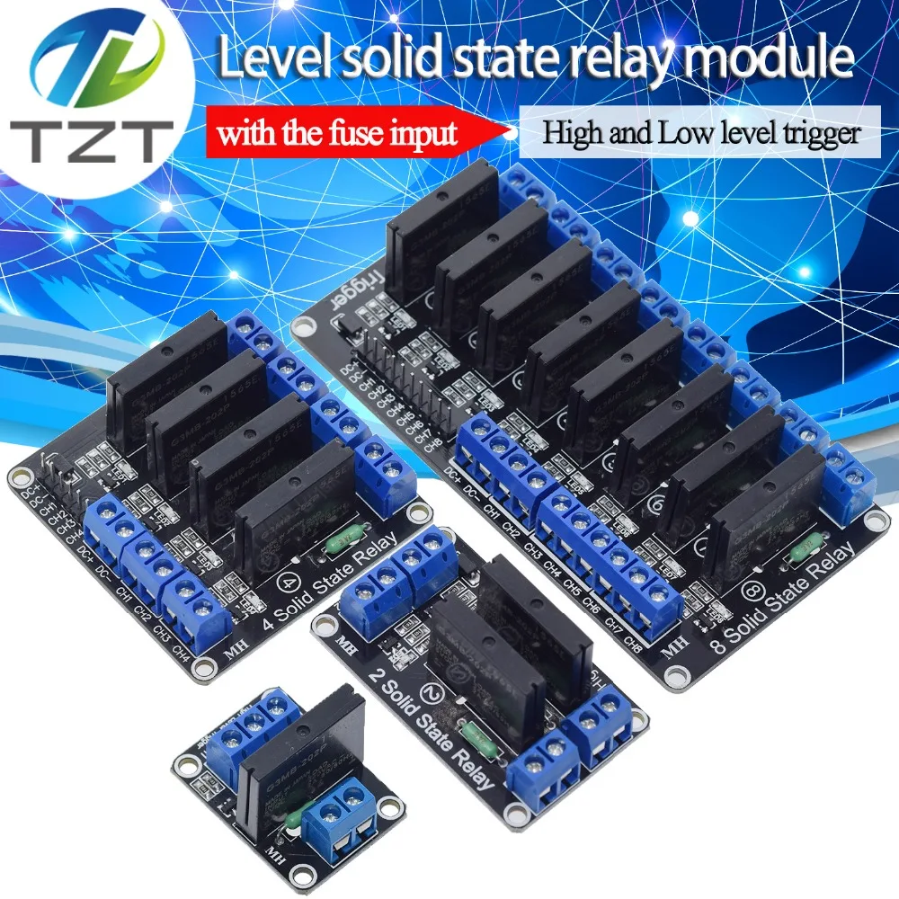 TZT Low / High Level 5V 1 2 4 8 Channel Solid State Relay Module SSR G3MB 202P 240V 2A Output ...