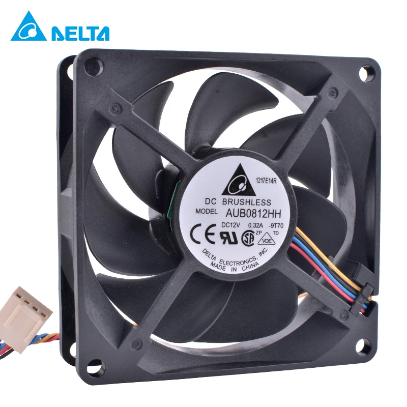 Aub0812hh 8cm 80mm Fan 8025 80x80x25mm 12v 0.32a 4pin Pwm Computer Cpu ...