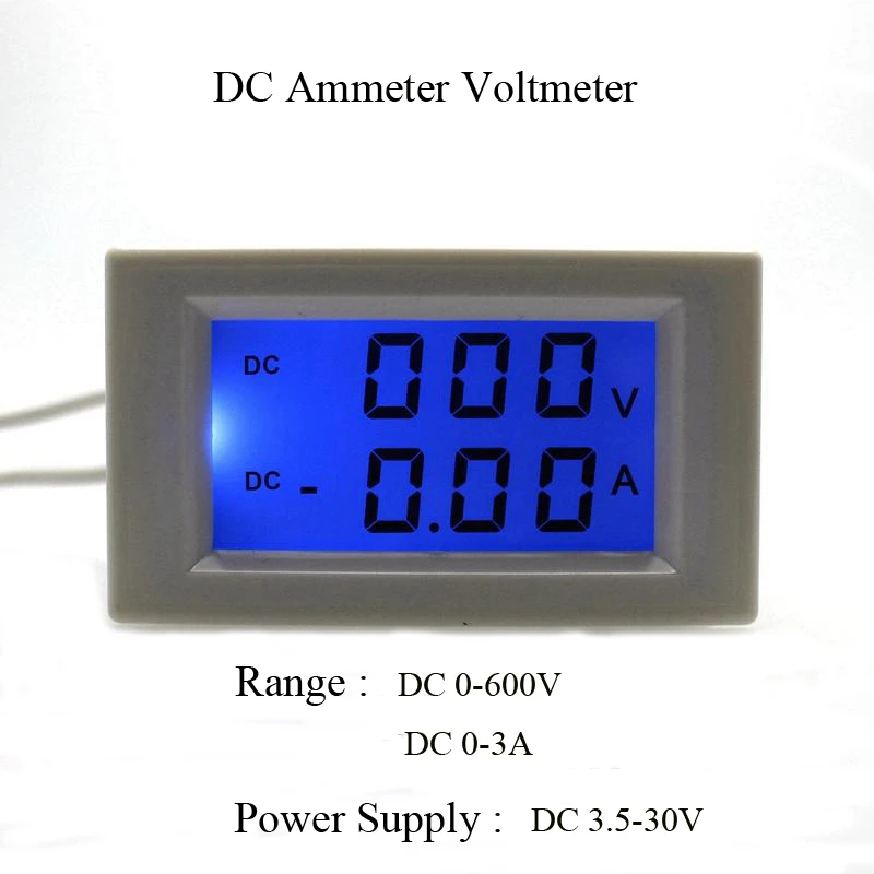 Dual Display DC Voltage and Current Meter Voltmeter Ammeter Range DC 0 ...