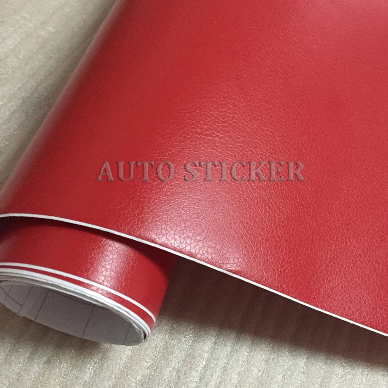 Premium Red Leather Pattern PVC Adhesive Vinyl Film Stickers For Auto ...