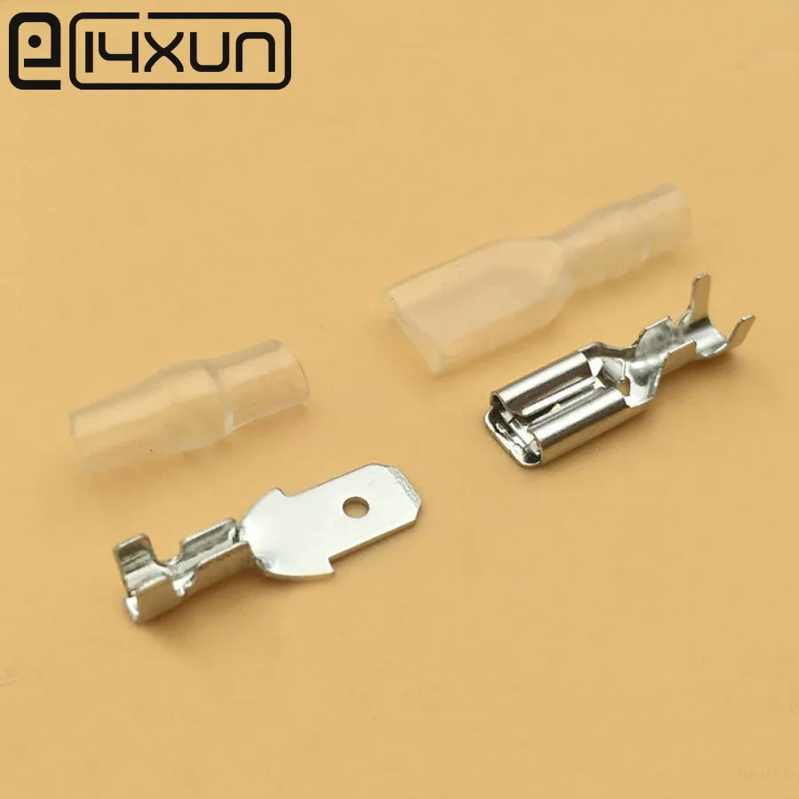 EClyxun 100set/lot 4.8mm male and female insulated terminal insert the plug sheathed wire ...