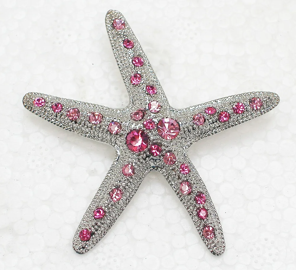 Star pins brooch Pink Rhinestone Starfish Pin brooches C949 J-in ...