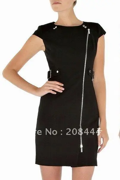Black Ol Commute Career Dress Short Sleeves Military Uniform Style