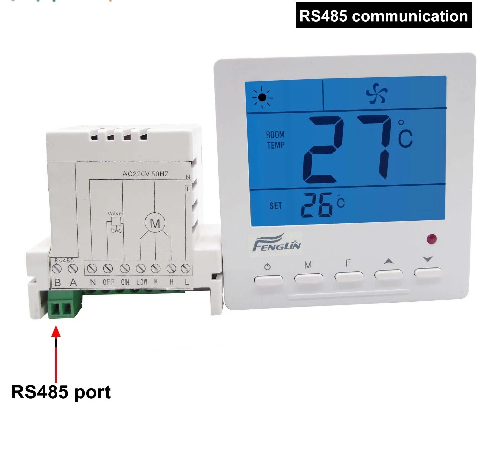 Digital MODBUS RS485 thermostat temperature controller with fan coil ...