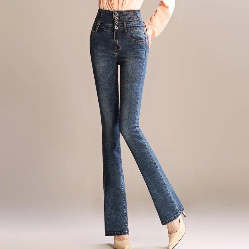 Spring and Autumn new slim vintage fashion high waist stretch jeans ...
