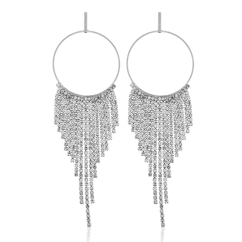 Big Earrings Rhinestones Long Rhinestone Big Dangle Earring Luxury Crystal Long Aliexpress