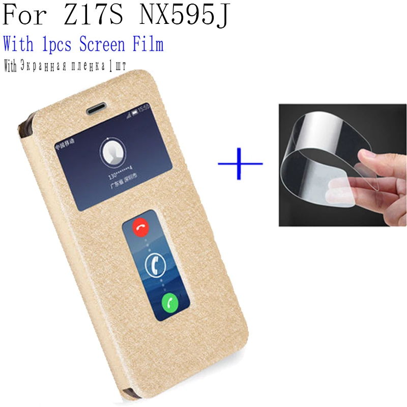 Funda de cuero PU con ventana de visualización para ZTE Nubia Z17S, carcasa de teléfono Z 17 S ...