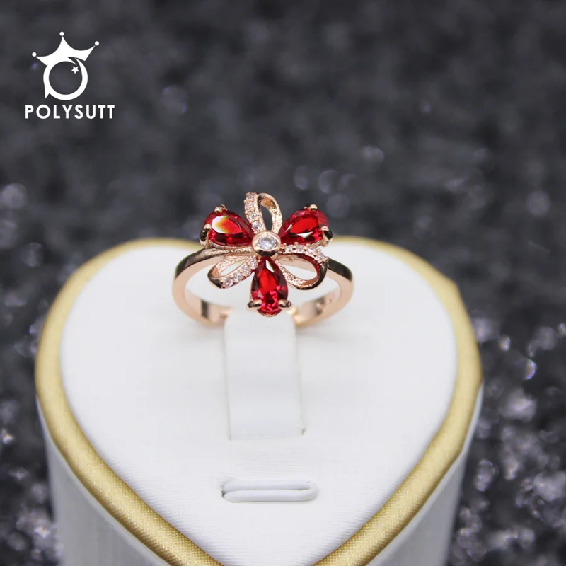 POLYSUTT Hot Sale Jewelry Ring Rose Gold Color Austrian Crystal Enamel ...