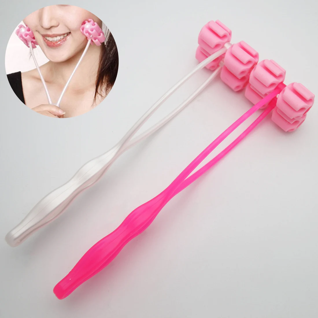 New Handy Double Roller Massage Plum Shaped Flower Clamp Thin Face Artifact Facial Massage
