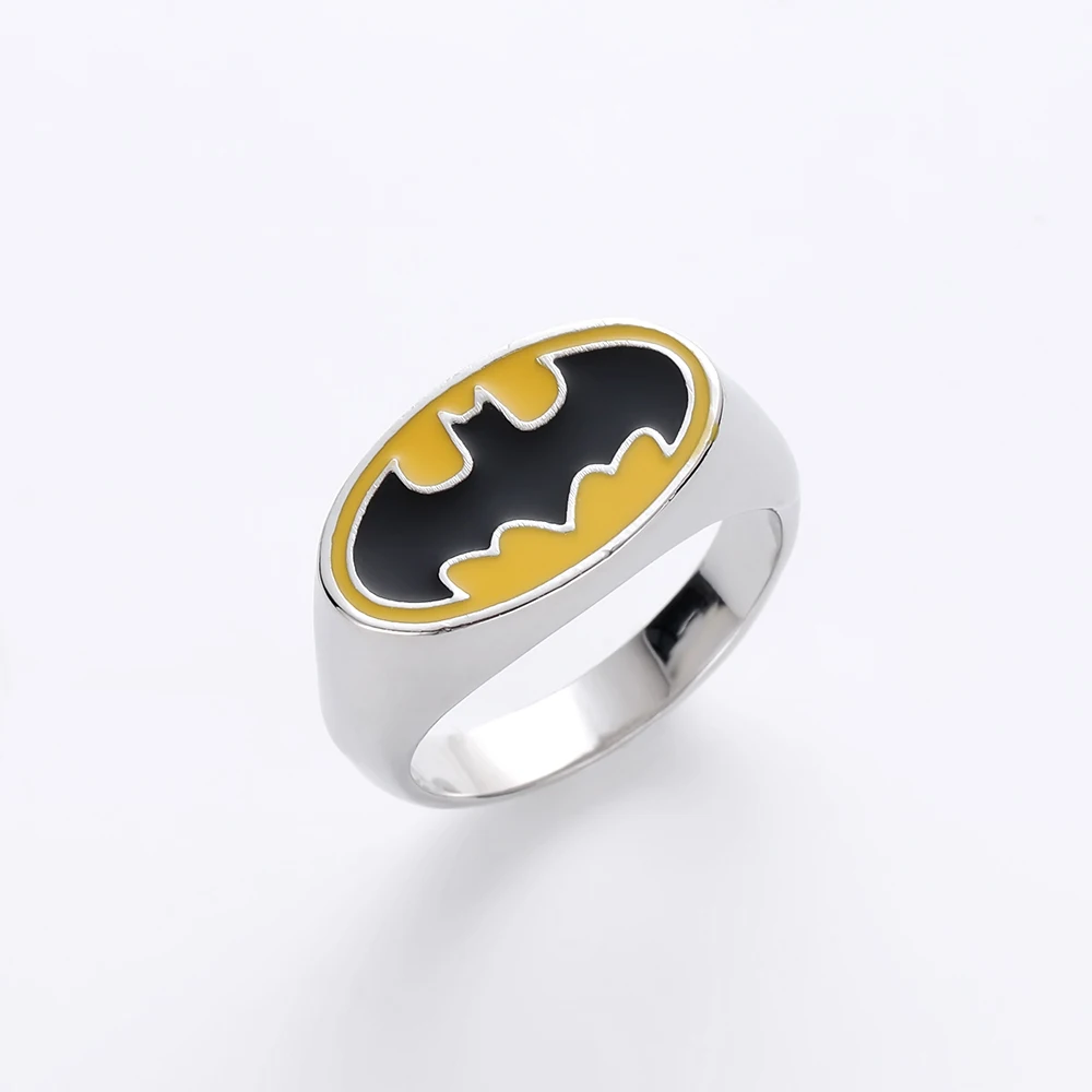 Batman Classic Logo Ring Enamel Men Ring Silver Color Ring for Women ...