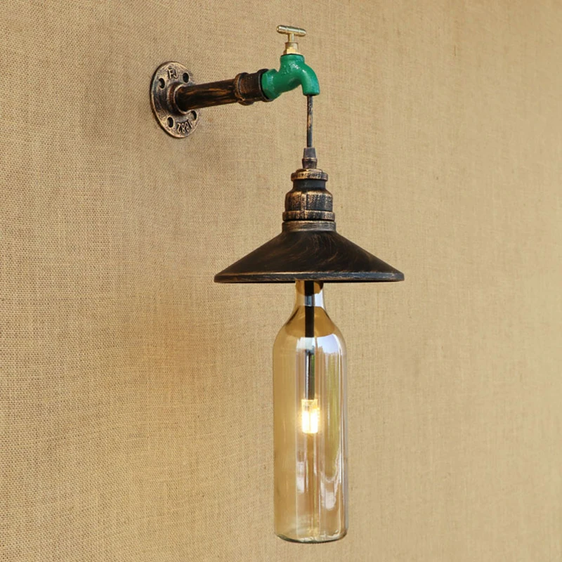 Industrial wall lamp Glass shade iron rust restaurant wall light with ...