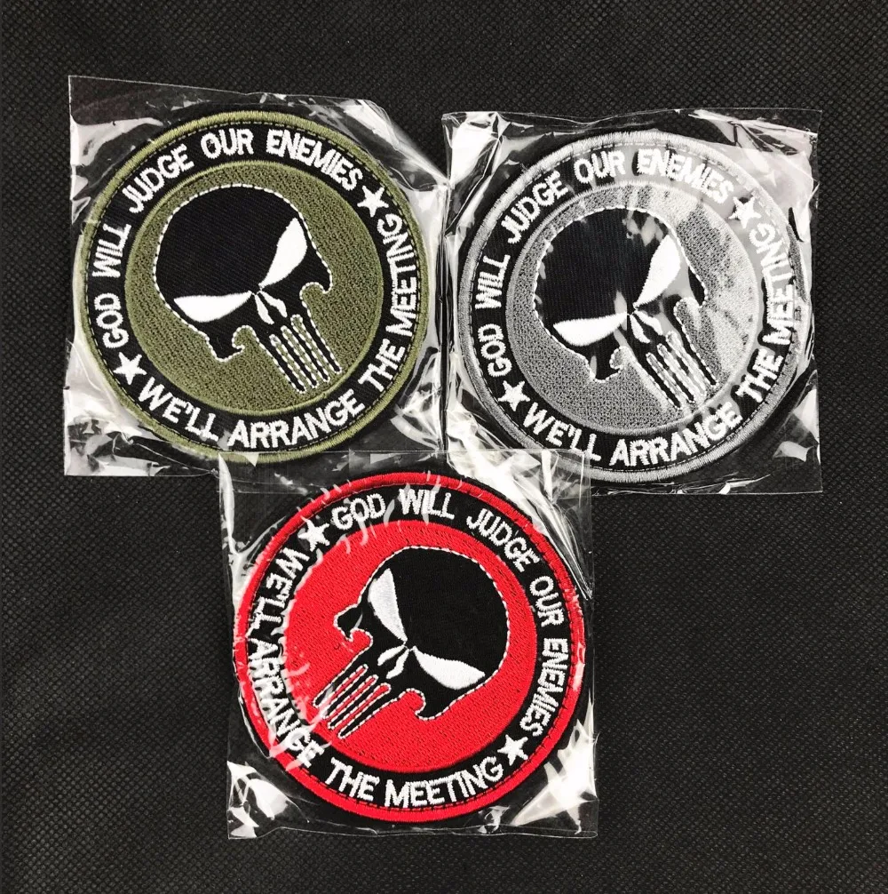 20pcs Embroidery Punisher Patch Cloth Skull Tactical Patches Hook Loops ...