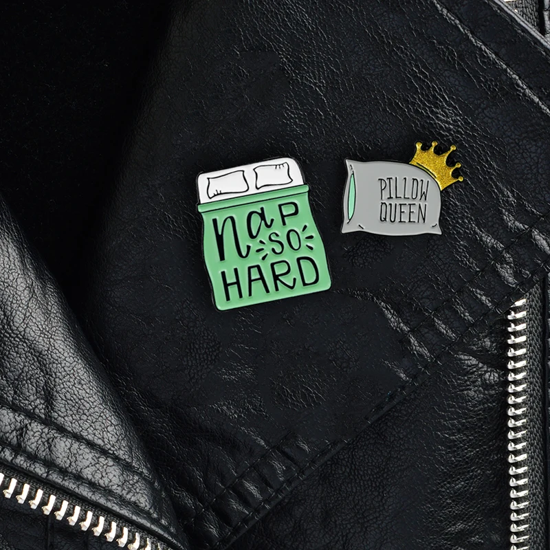 GDHY брошь Подушка кровать зеленая Эмаль Булавка nap so hard, подушка ...