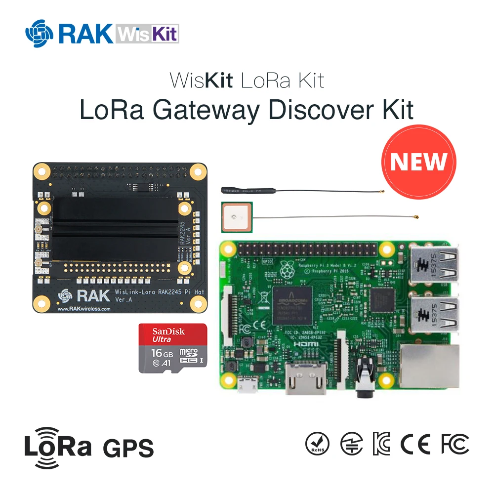 Lora Gateway Discover Kit Rak2245 Pi Hat With Raspberry Pi 3b And 16g Tf Card Lorawan Application