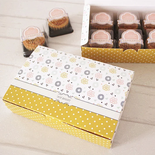 Free Shipping Yellow Flower Dots Cake Boxes Decoration Dessert Bakery ...