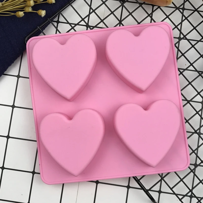 4-holes-Mini-heart-silicone-cake-mold-Baking-Mould-Chocolate-Decoration ...