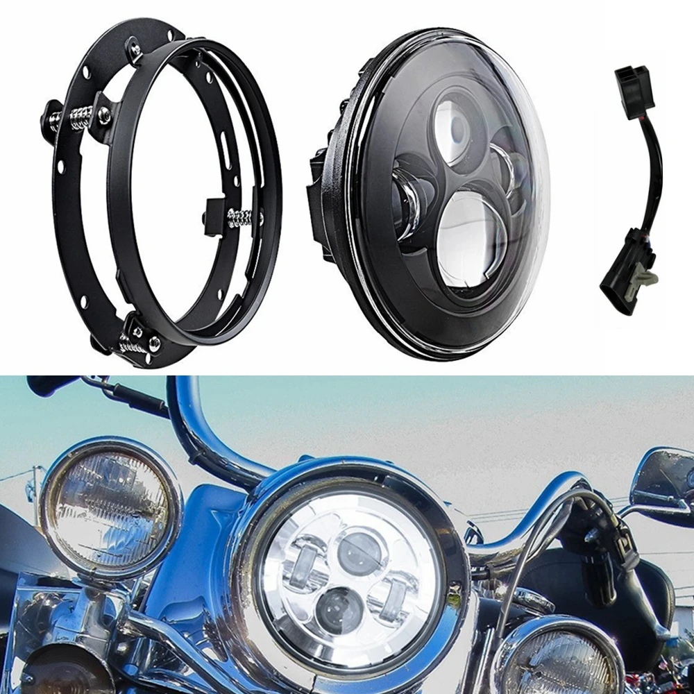 7-inch-Round-LED-Headlight-High-Low-Beam-7-headlights-Mounting-bracket ...