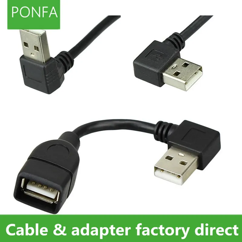 Cable adaptador de extensión en ángulo USB 2,0 macho A hembra, color negro, 10cm, 20cm, 40CM ...