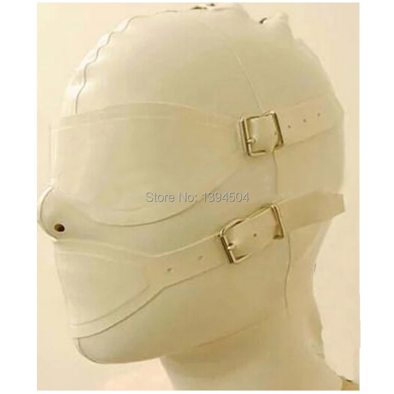 Mysterious Exotic Beige White Women Handmade Customize Latex Hoods Mask ...