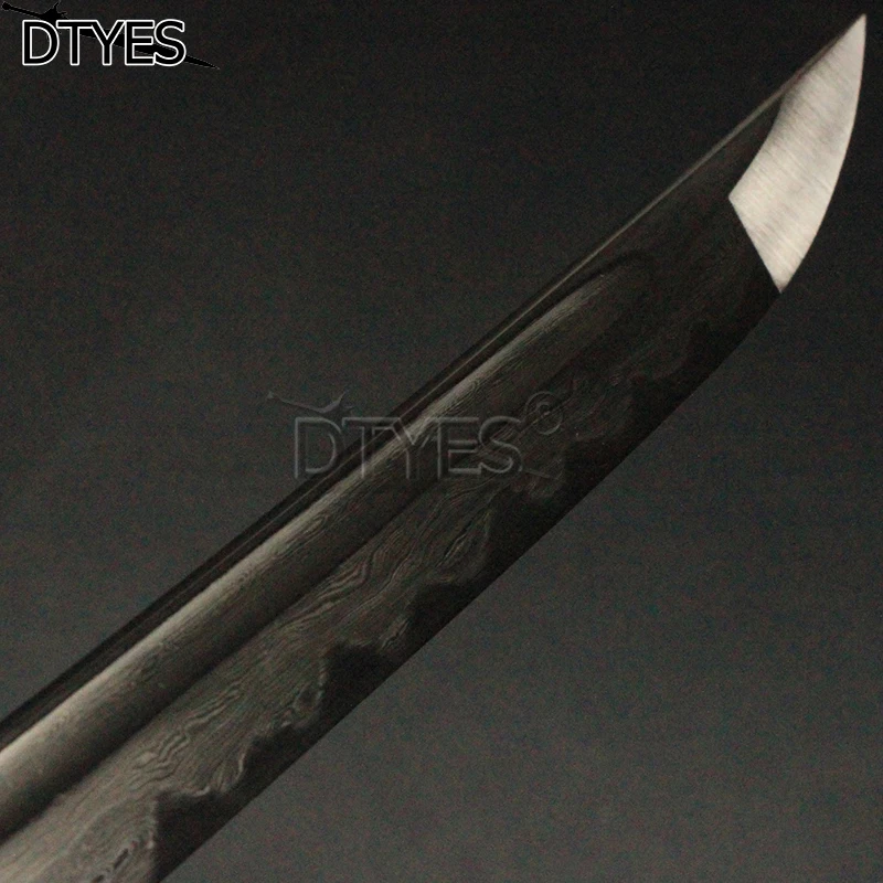 Real Japanese Samurai Sword Damascus Steel Clay Tempered Wave Hamon ...
