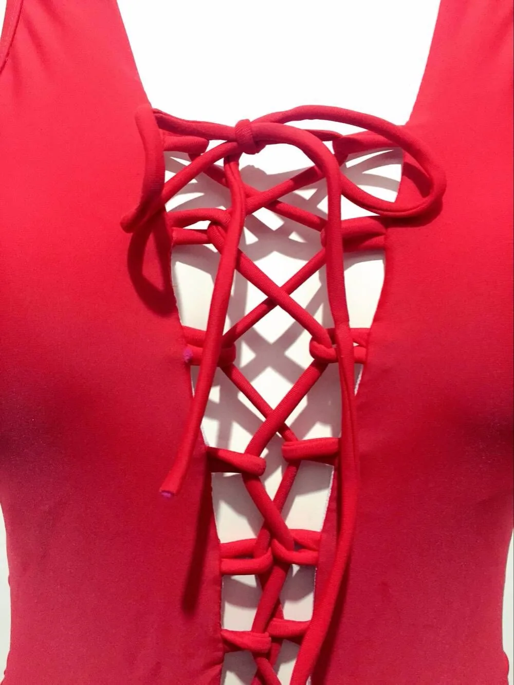 Sexy Hollow Out Deep V Neck Brazilian Bandage One Piece Wire Free