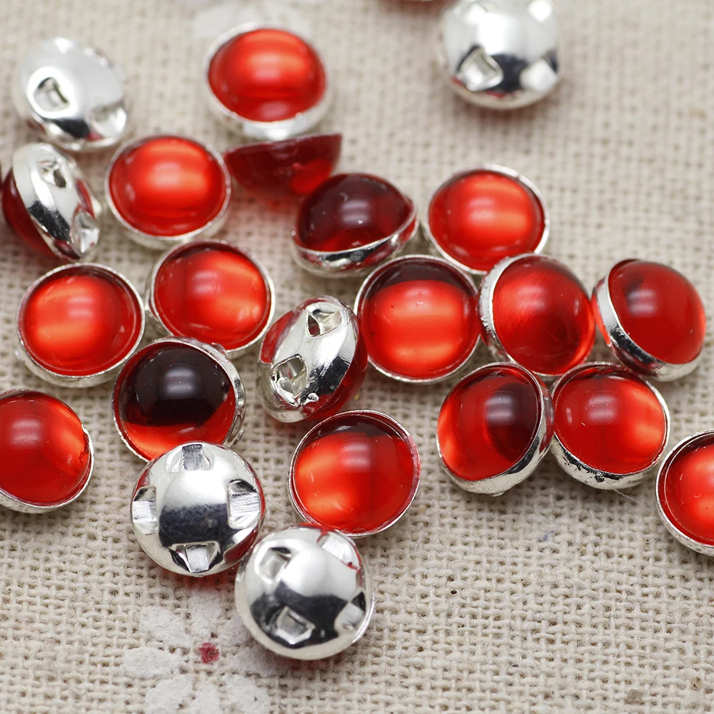 8mm 50pcs/lot Silver Plating White Ab/red Rhinestone Beads, Sew On ...