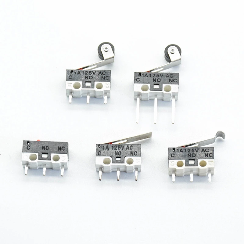 10pcs Micro Limit Switch Push Button Switch 1a 125v Ac Mouse Switch 3pins Long Handle Roller ...