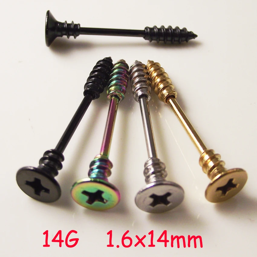 2piece 14g Punk Rock Sexy Screw Mamilo Nipple Rings Body Piercing ...