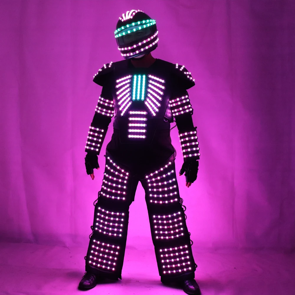 Traje de Robot LED Future para escenario, casco con luz rgb que cambia ...