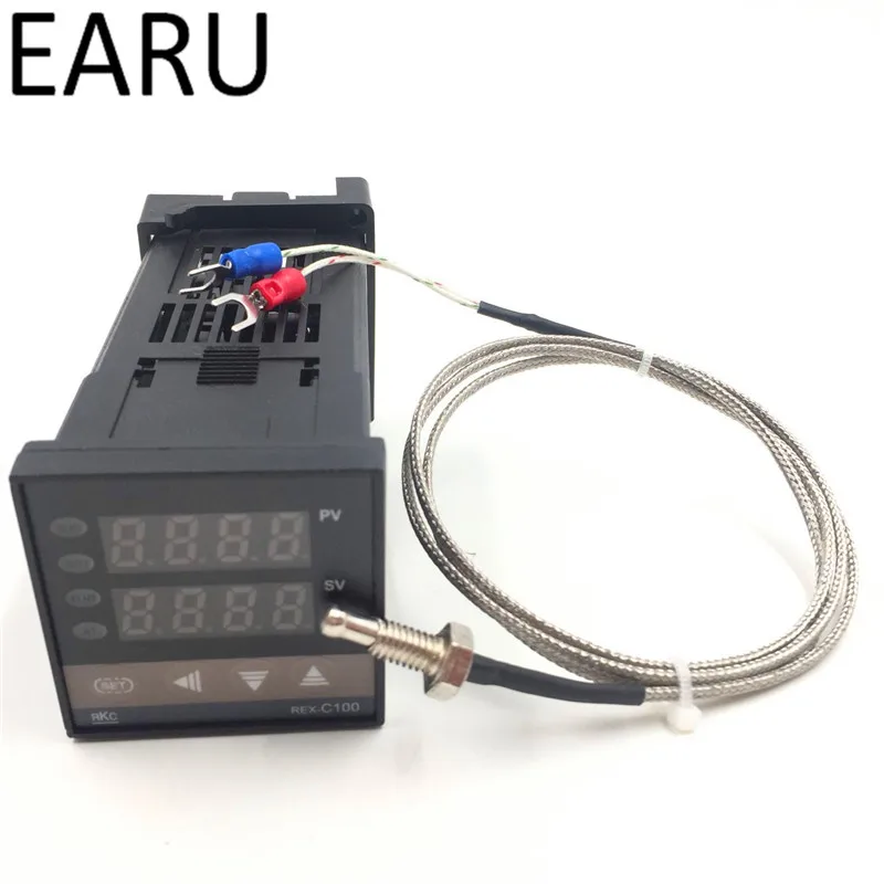 Dual Digital PID Temperature Controller REX C100 Universal อินพุต SSR เอาท์พุทรีเลย์ + M6 Probe ...