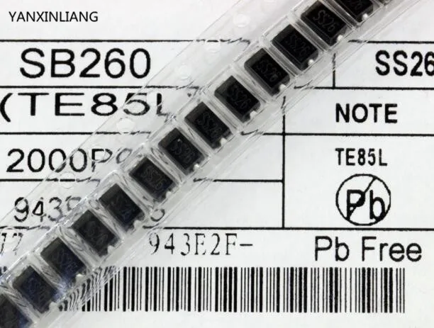 100PCS SS26 SMD Schottky Barrier Rectifier Diode 2A 60V DO 214AC SMA ...