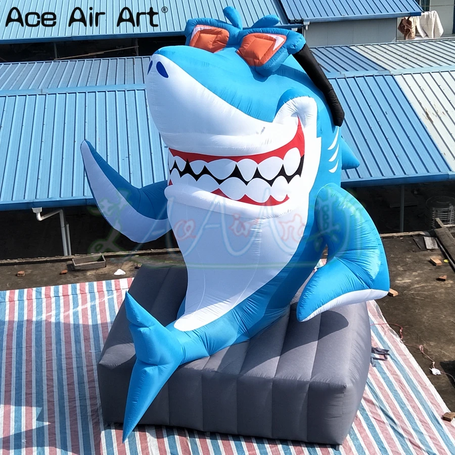 5m-Giant-Cartoon-Model-Inflatable-Shark-Model-Sitting-The-Stone ...