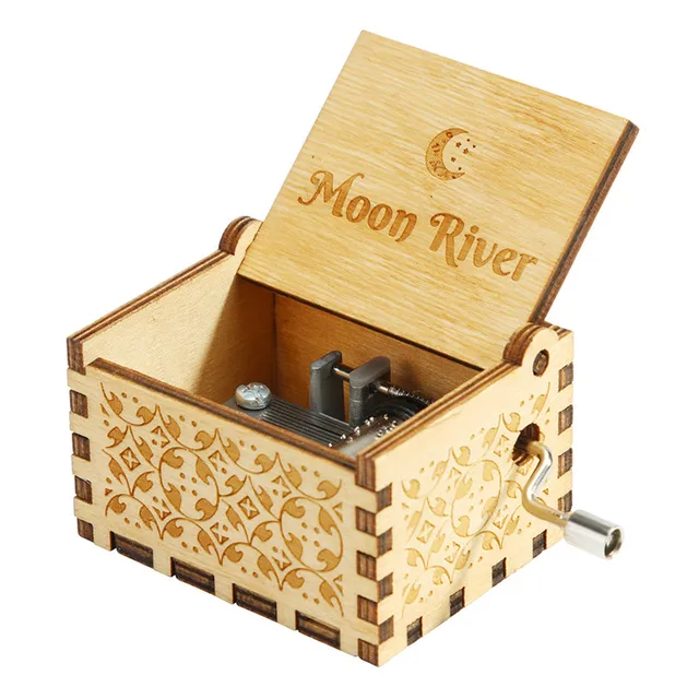 Wooden Music Box Small Star Hand Crank Theme Music Box for Kids ...
