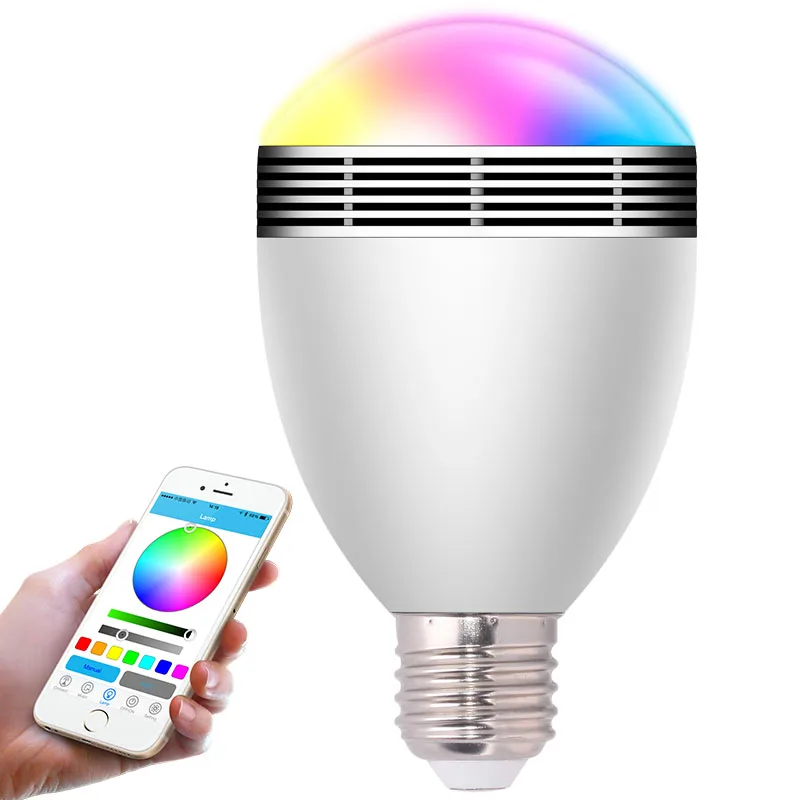 AC100 240V E27 6W RGB Bulb APP Controlled Wireless Bluetooth Speaker ...