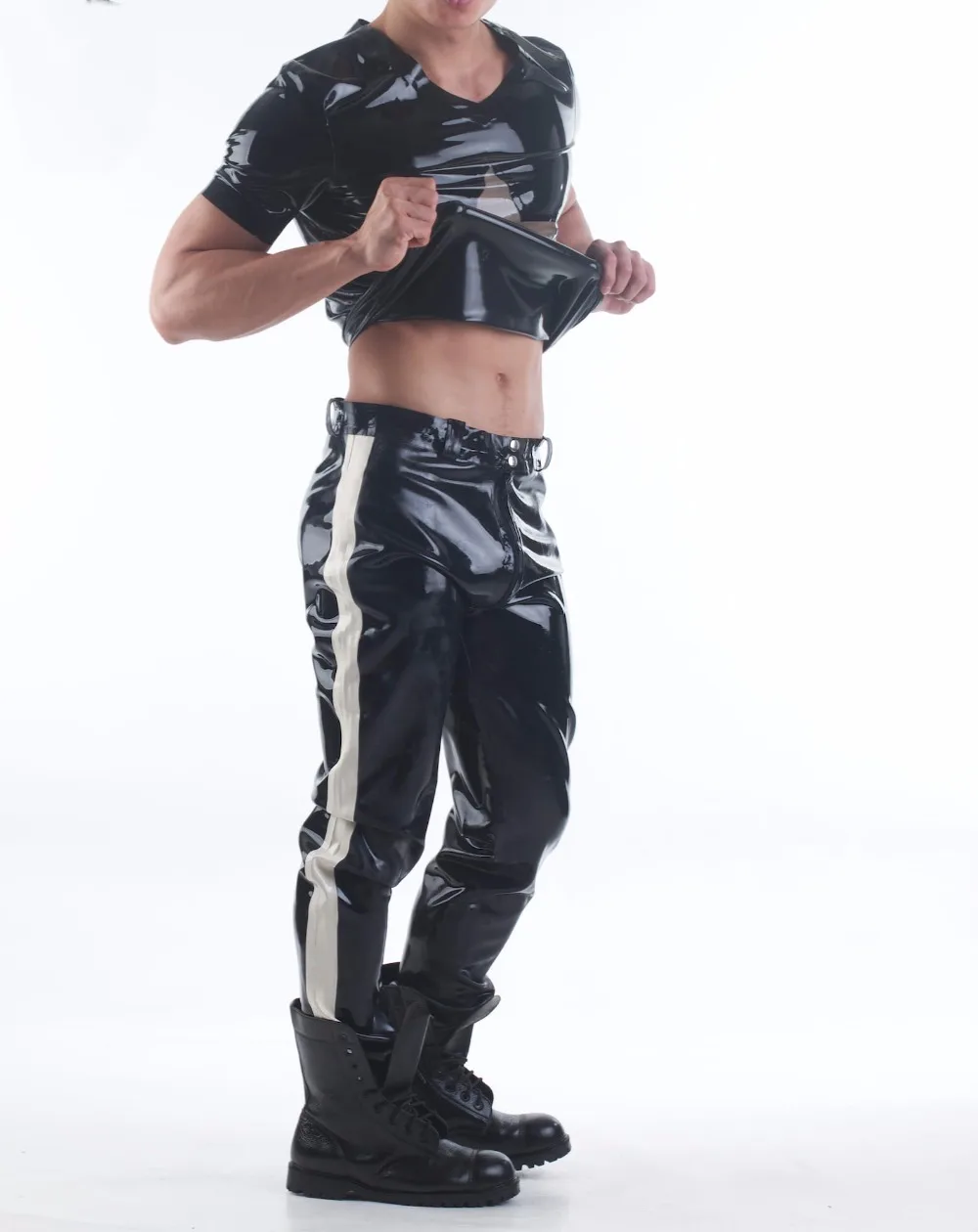 Latex-Rubber-Long-Pants-Sexy-Jeans-With-Through-Crotch-Zip-Black-Latex ...