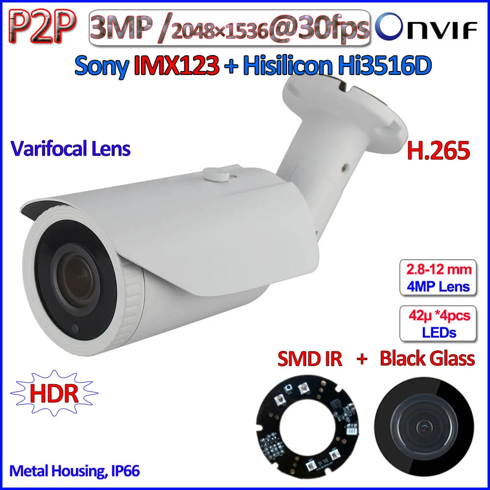 H.265 3.0mp 2mp Ip Camera Poe Hisilicon Hi3516d 1080p Outdoor Ip Camera ...