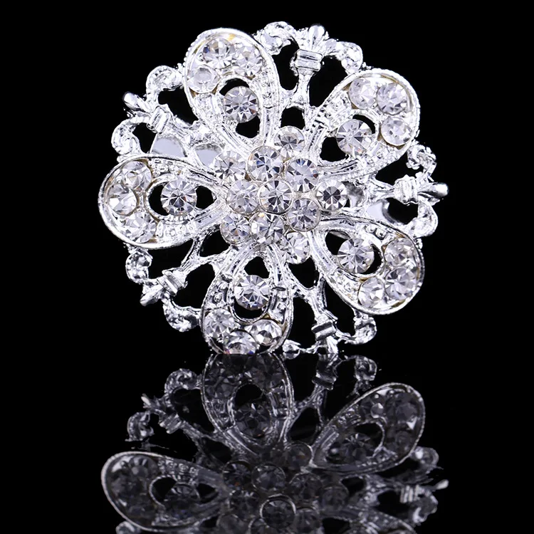 Small Women Wedding Brooches Wholesale,Rhinestone Flower Silver ...