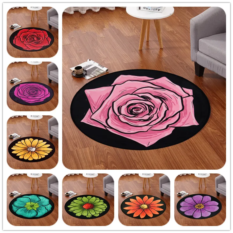 Flower print Round shape Rug Carpet for Child baby bedroom Crawl large ...